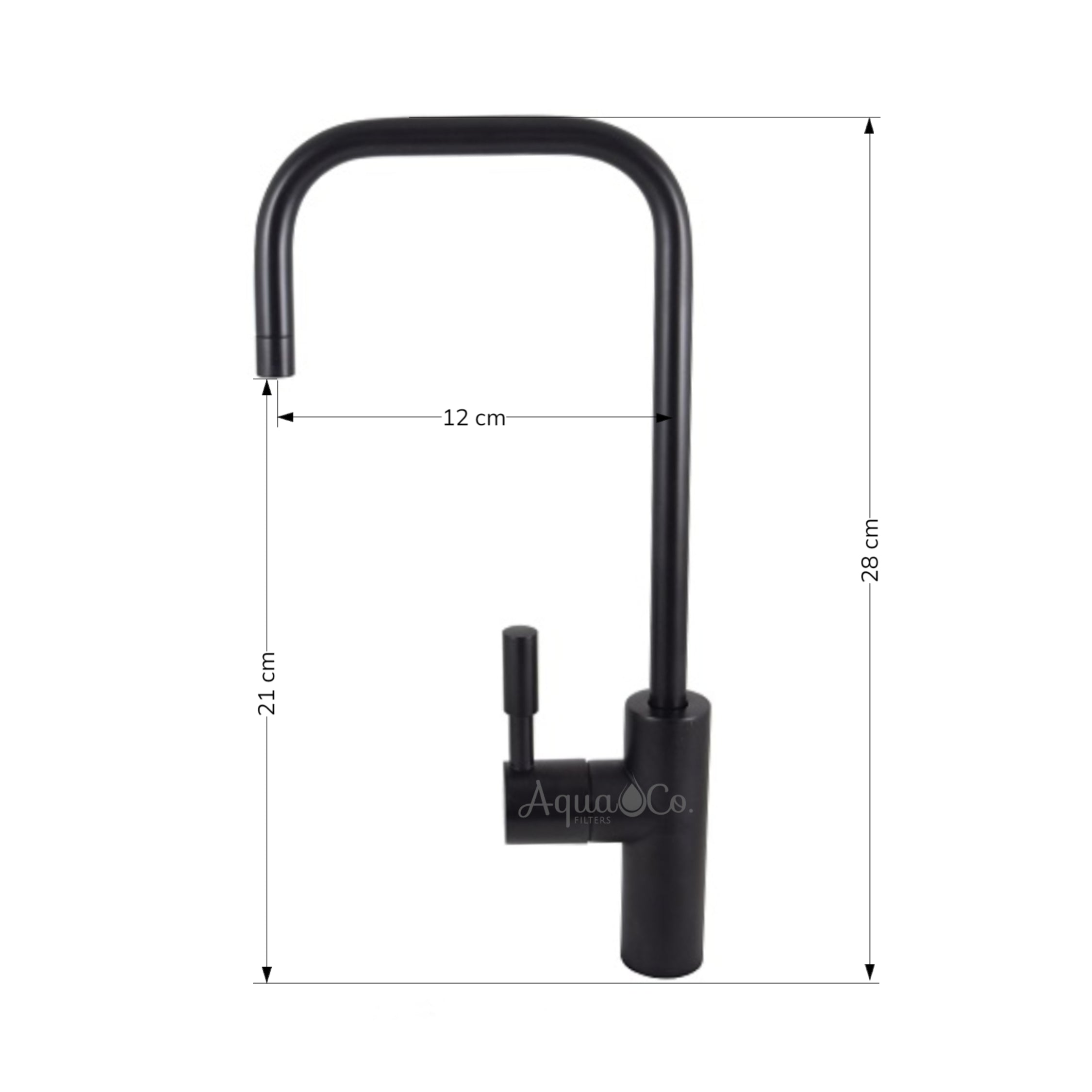 AquaCo Matte Black Long Petite Water Filter Tap - Model: TAP-PETITE-MB ...